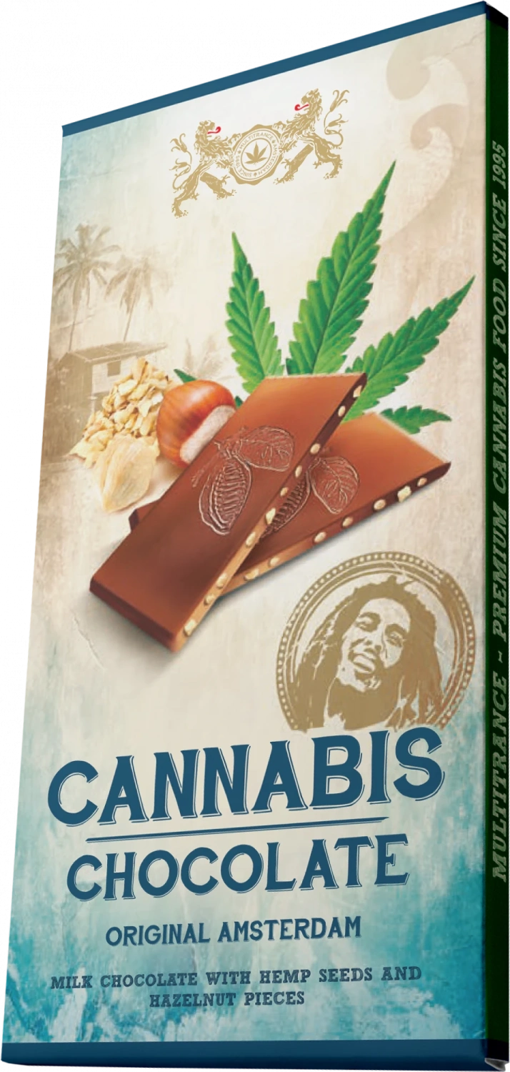 Chocolat au lait au cannabis et aux noisettes Bob Marley, 80 g