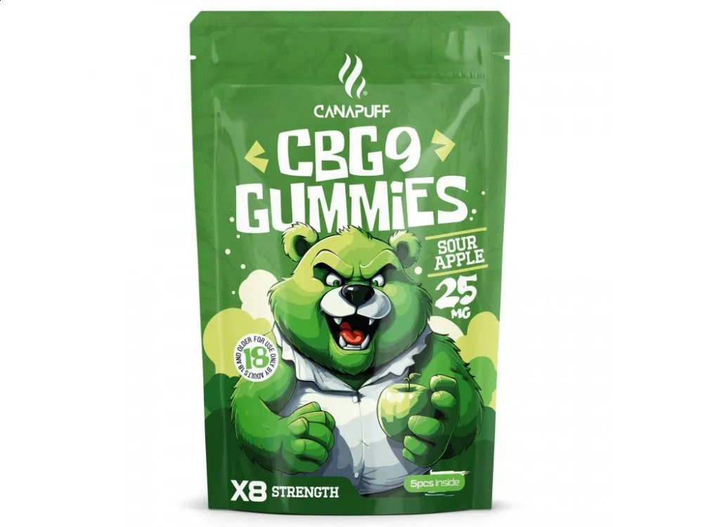 CanaPuff CBG9 Gummies Saurer Apfel, 5 Stück x 25 mg CBG9, 125 mg, 50 g