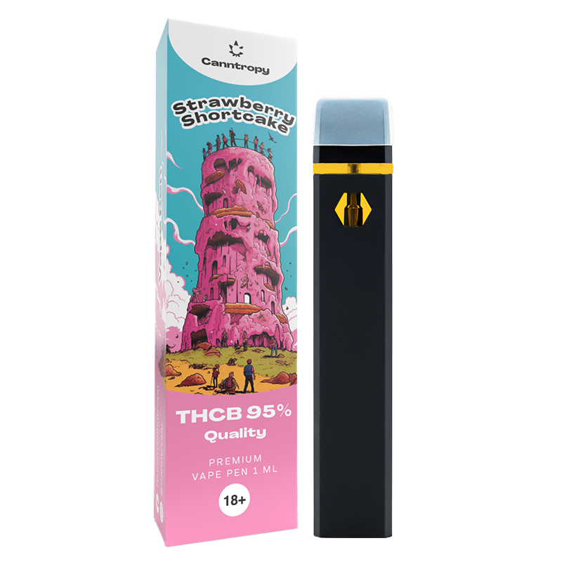 Canntropy THCB Vape Pen Strawberry Shortcake, THCB 95% kvalitete, 1 ml