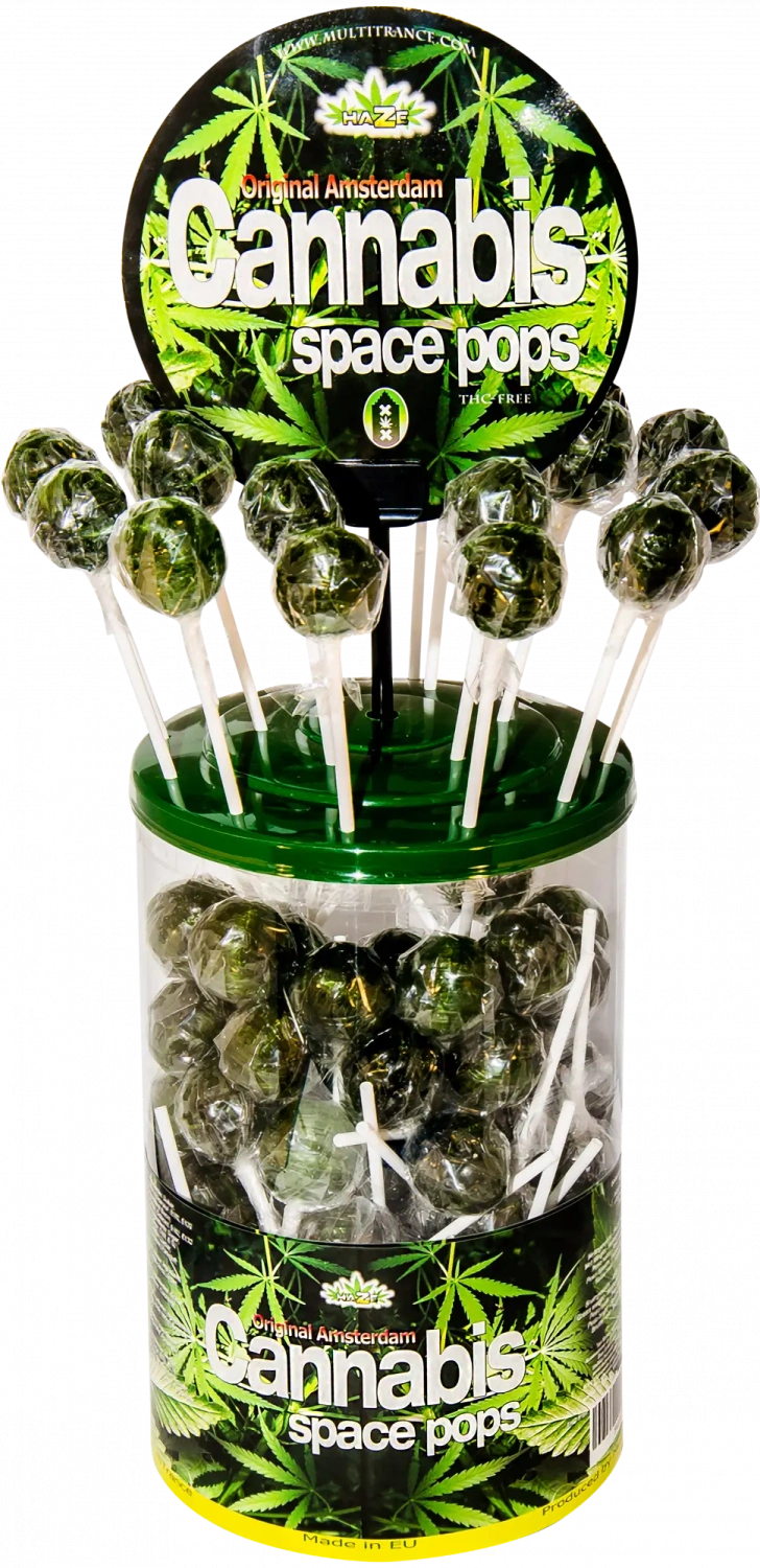 HaZe Cannabis Large Pops – vitrininis konteineris (100 saldainių), 1800 g