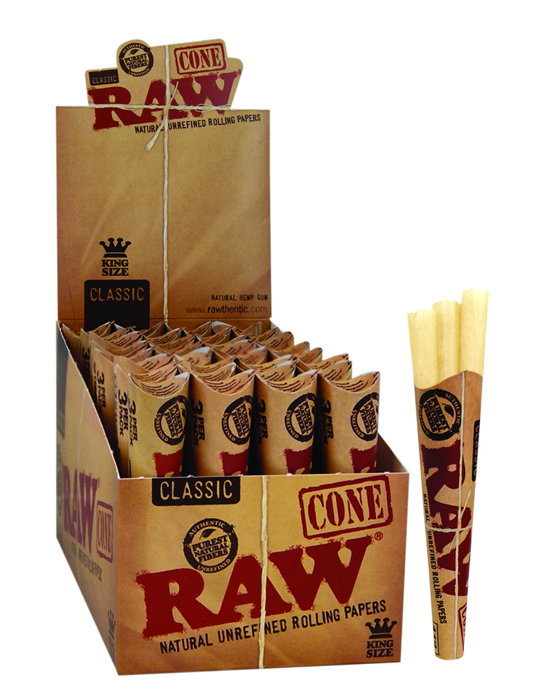 Raw Kingsize Cones pre-packaged classic unbleached cones (3 pcs) - 32 ...